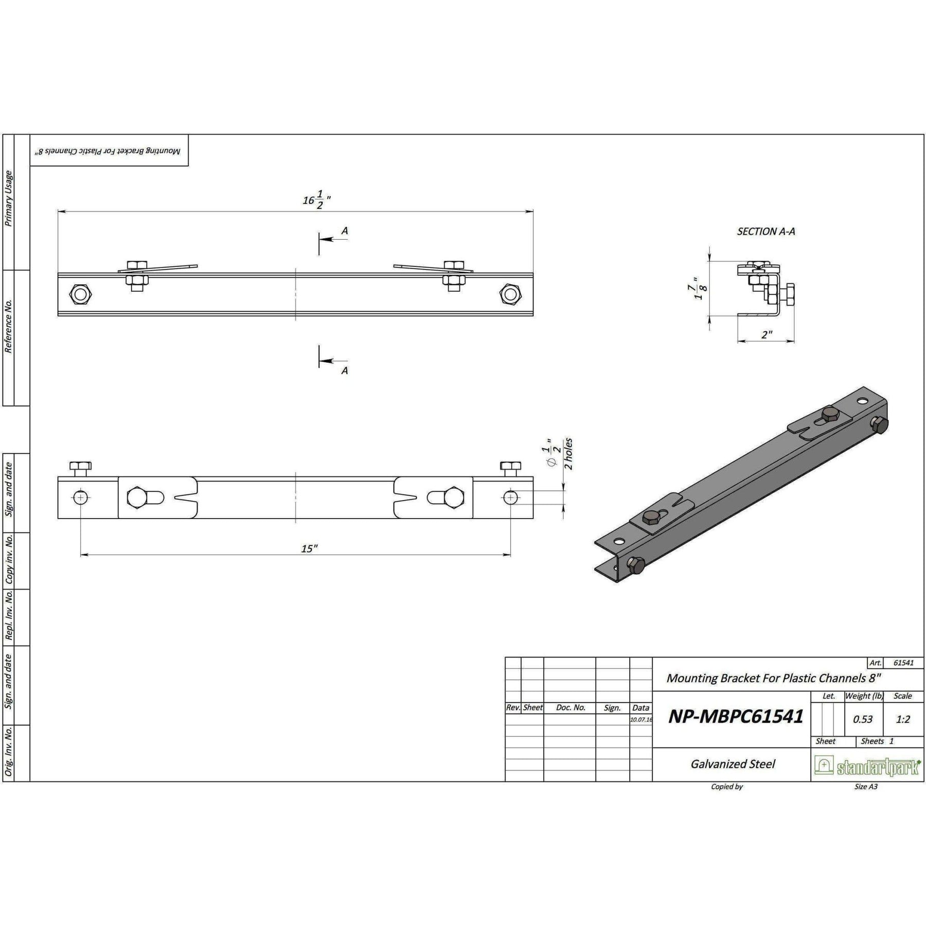 8" Channel Installation Mounting Bracket